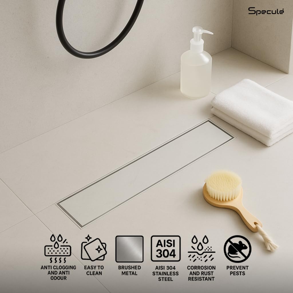 Tile Insert Shower Drain Channel (36 x 4 Inches) with Cockroach Trap ...