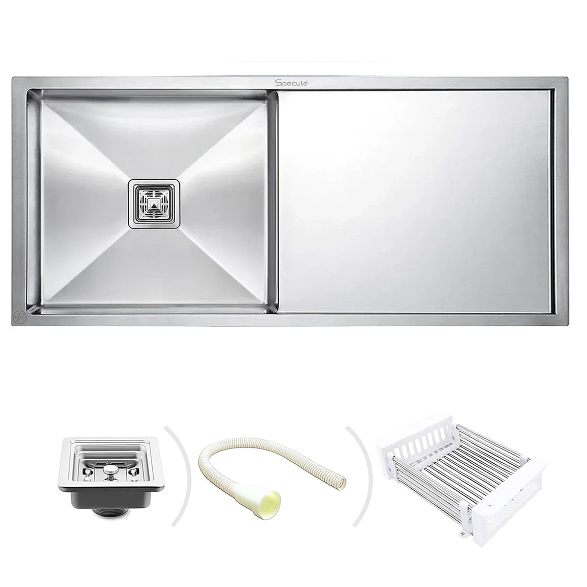 Handmade Double Bowl Kitchen Sink 45x20 With Drainboad – Specule ...